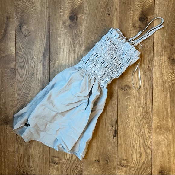 Mable | Pants & Jumpsuits | Mable Dusty Blue Smocked Romper | Poshmark